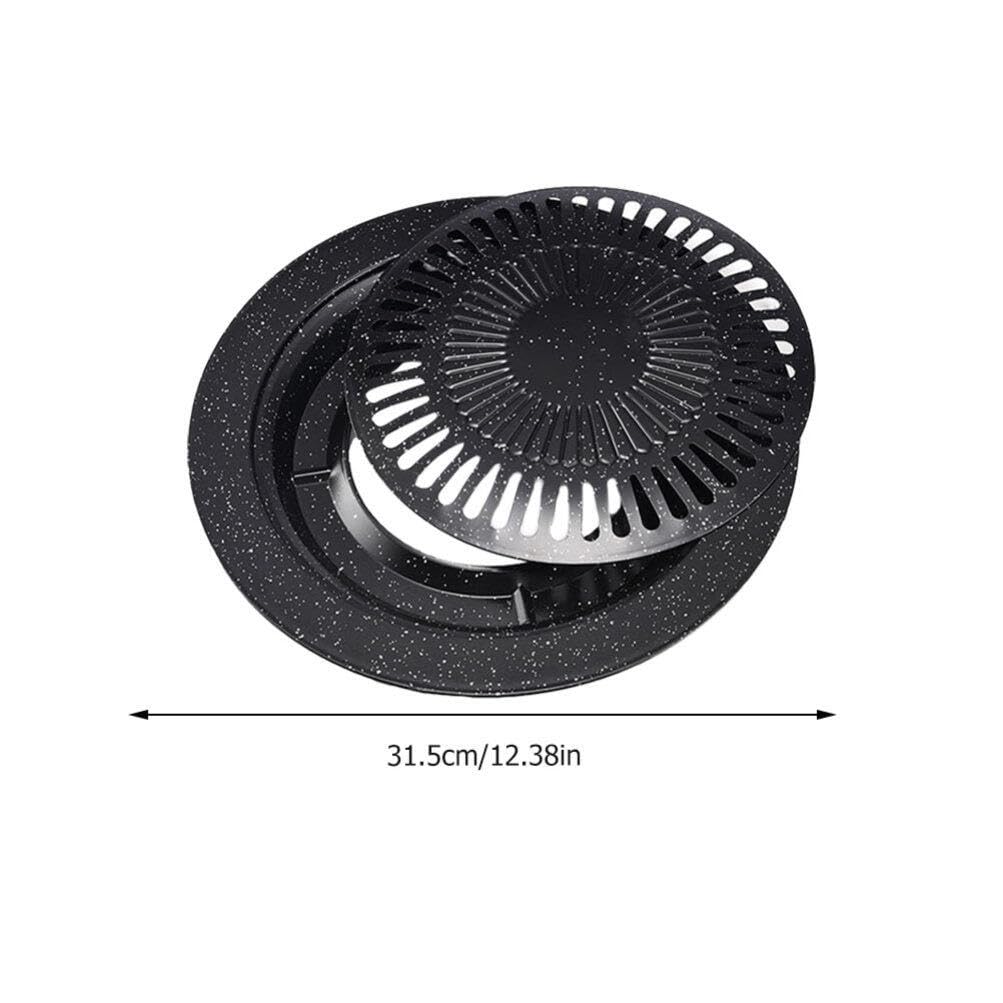 Cabilock Portable Stove Korean Grill Pan Cast Iron Non Stick Indoor Grill Stovetop Plate Round Barbecue Pan Korean Style BBQ Plate Table BBQ Korean BBQ Grill Pan Cheesecake Pan