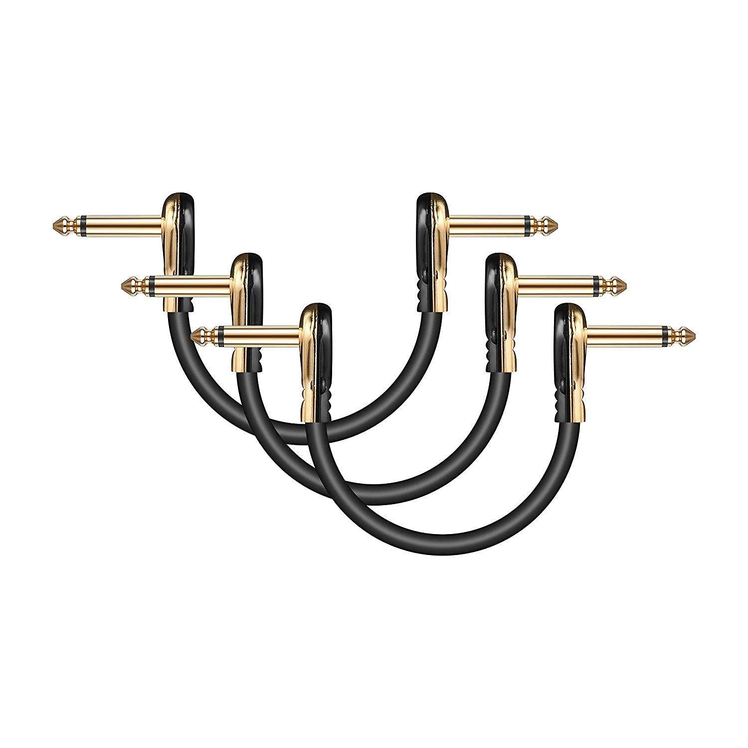 AZOR Pure Boost Guitar Effect Pedal with Guitar Effect Pedal Cables 3 Pack (Gold)