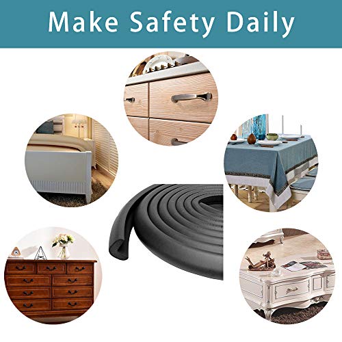 BlueBurps Furniture Edge and Corner Guards Table Edge Protectors Baby Proofing Bumper for Fireplace, Stair, Cabinet, Countertop, 16.4 Feets, Black
