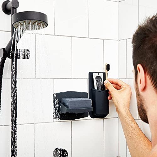 Tooletries - The Henry Essentials Holder - Silicone Toiletry Organiser, Shower & Bathroom Accessory - Features Silicone-Grip Technology, Removable & Reusable - Charcoal