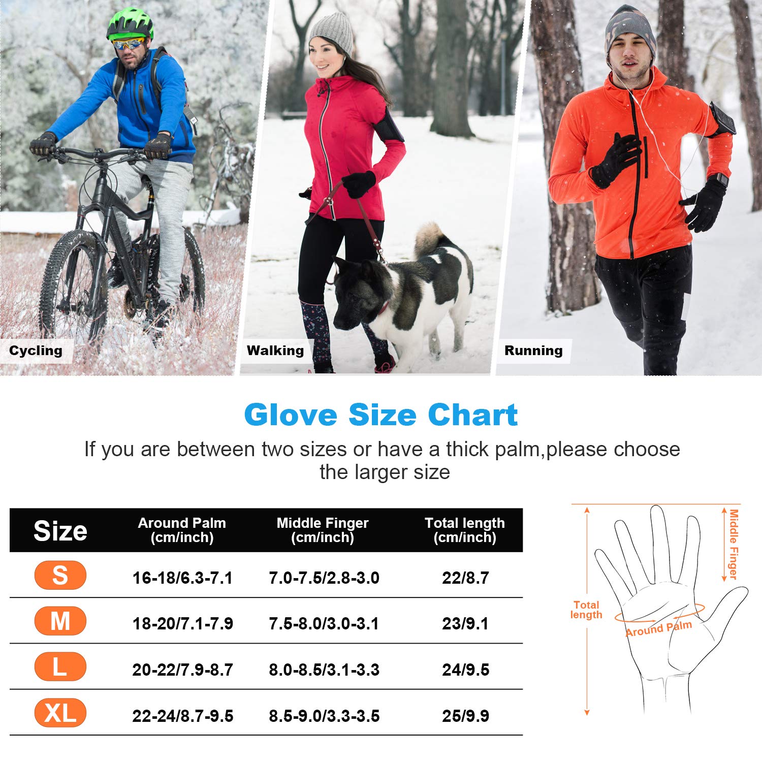 anqier Winter Gloves Warm Touchscreen Gloves Running Driving Cycling Gloves Men Women