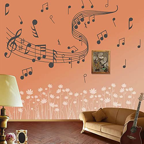 Music Wall Art, Notes Notation Sticker Decals, Home Removable Vinyl Mural Decor Gift for DIY Classroom Living Room Bedroom Kids Music Studio Decoration
