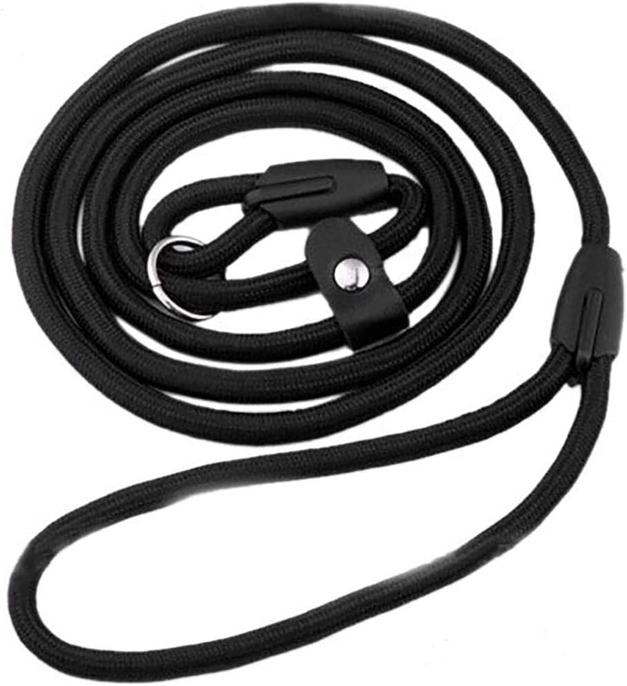 Black of Dog Leash Pet Nylon Rope Training Leash Slip Lead Strap Adjustable Traction Collar Training and Behavior Aids