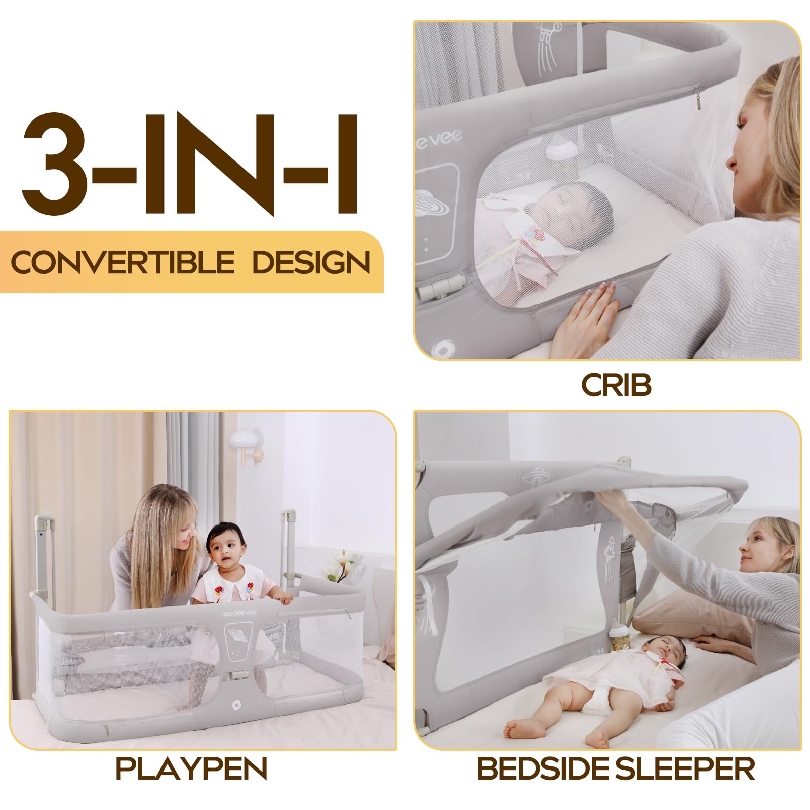 Bedside Crib Baby Bassinet Bedside Sleeper, Baby Bed Sleeper Baby Crib Bassinet Sleeper Easy Folding Save Space Portable Baby Crib 48 in