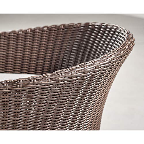 Bolton Furniture Athens All-Weather Wicker Outdoor Conversation 35" L Coffee Table, Set Chairs and Two-Seat Bench, Grey