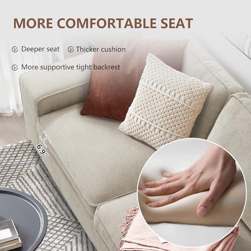ASHOMELI 99β Convertible Sectional Sofa,L Shaped Couch,Multi-functional Reversible Sofa with USB and Type-C Charging Ports, Storage Space, Breathable Fabric (Beige)