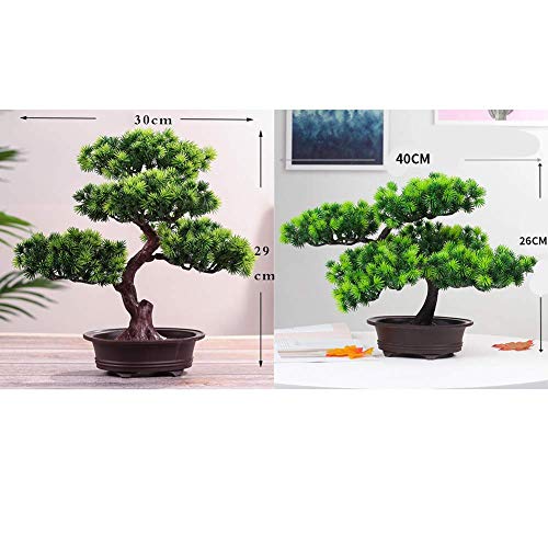 MAYiT Artificial Bonsai Welcoming Pine Tree, Simulation Potted Plant DIY Decorative Bonsai, Desk Display Fake Tree Pot Ornaments for Home, Office, Shop