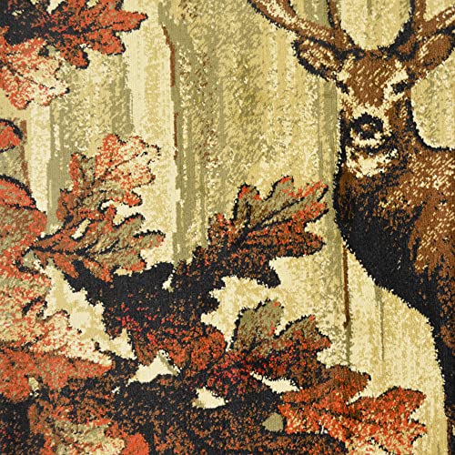 Rug Empire Rustic Lodge, Deer Area Rug, 26" W x 39" L, Black