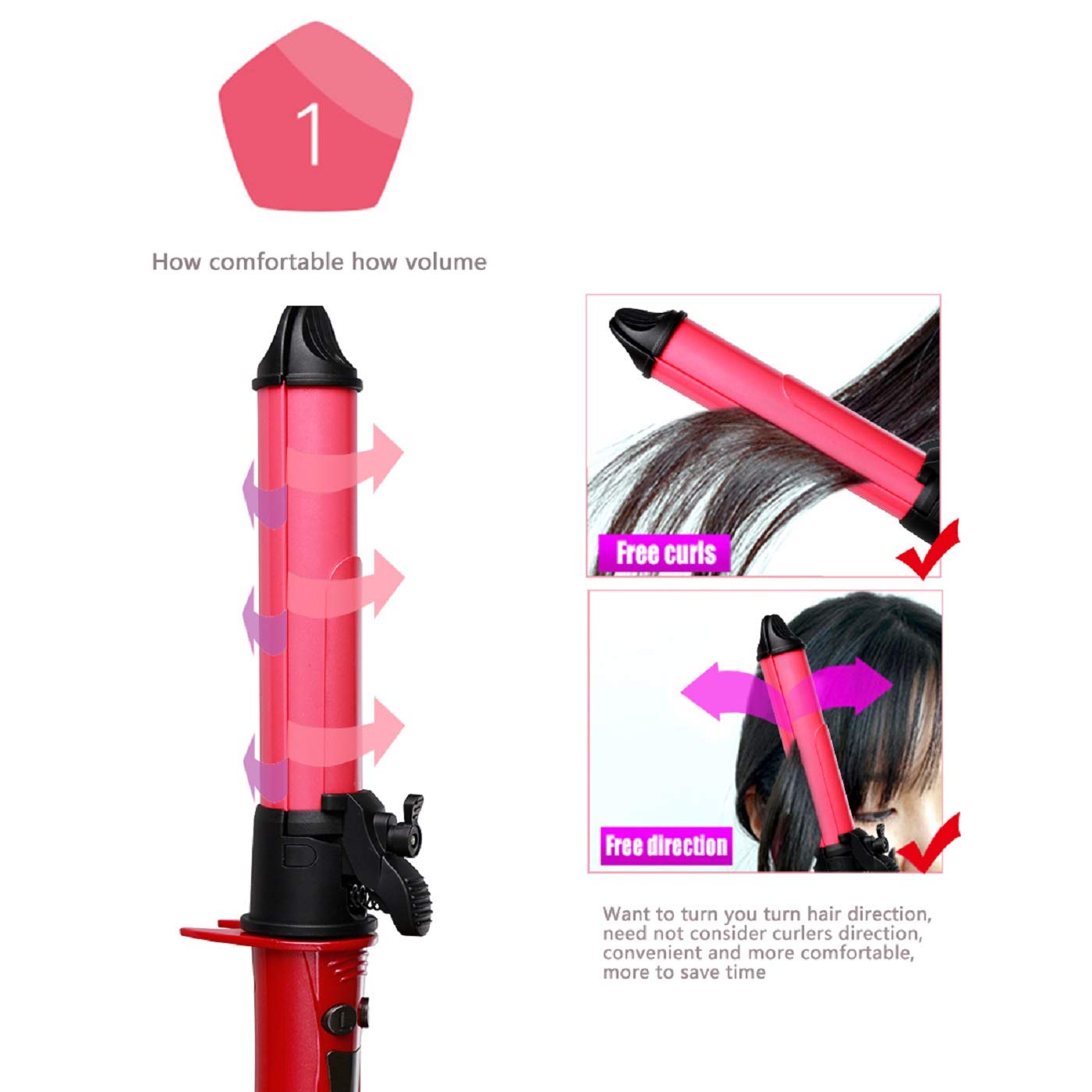 Automatic Hair Curling Iron 2 in 1 Hair Straightener Curler 1 to 1.2 Inch Spinning Hair Wand with Automatic Rotation for All Hiar Type Ceramic Flat Iron Auto Rotating Spiral(for Long Hair ONLY)