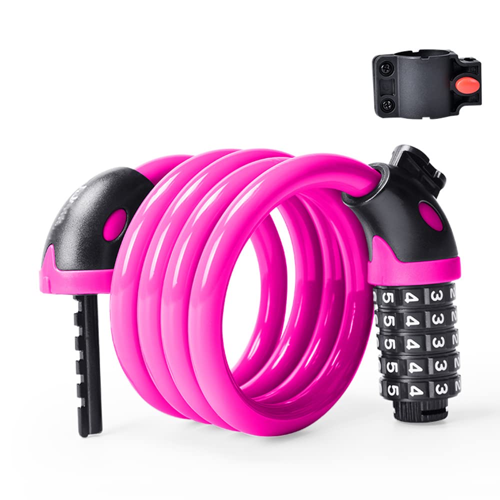 AZPINGPAN 120cm Roll Bicycle Lock丨portable Girl Child Password Lock with Lock Frame Anti-Theft Lock丨outdoor Sports Mountain Bike Accessories/ 5-Digit Resettable Combination Locks