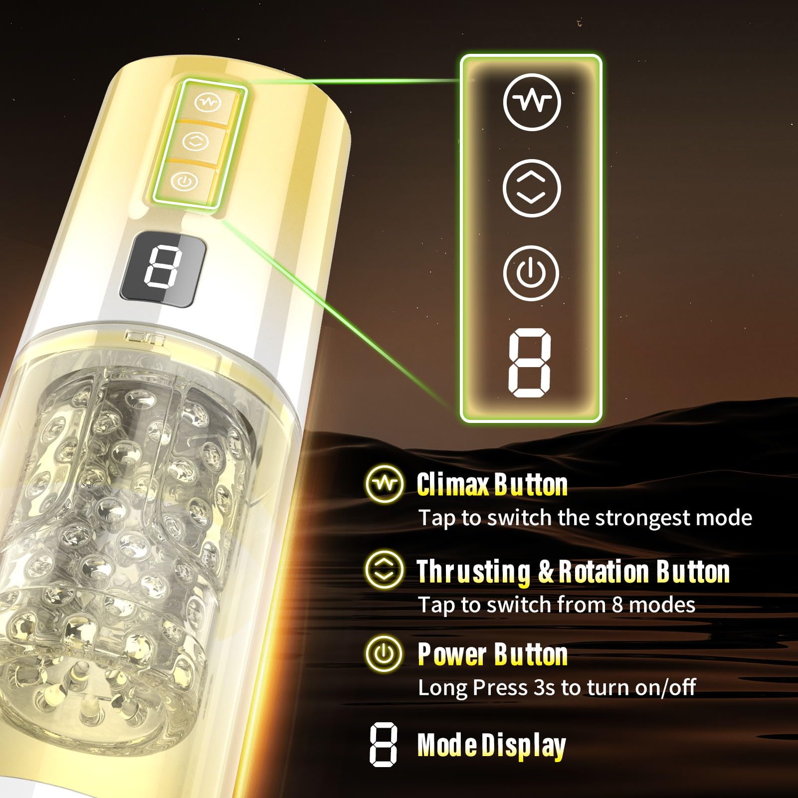 Automatic Penis Pump Male Sex Toy with 9 Thrusting & Rotating Modes, 3D Realistic Textured Pocket Pussy Male Stroker for Men