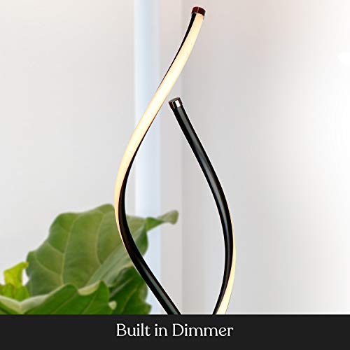 Brightech Embrace Dimmable LED Floor Lamp β Modern Spiral Adjustable Standing Lamp for Living Rooms & Offices β 2-in-1 Tall End Table Lamp for Bedroom Reading - Black