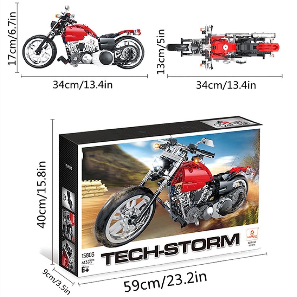 MANYI Motorbike Toy Building Kit,Build A Motorcycle Building Blocks Set Model,Featuring Gearbox and Suspension(613Pieces)