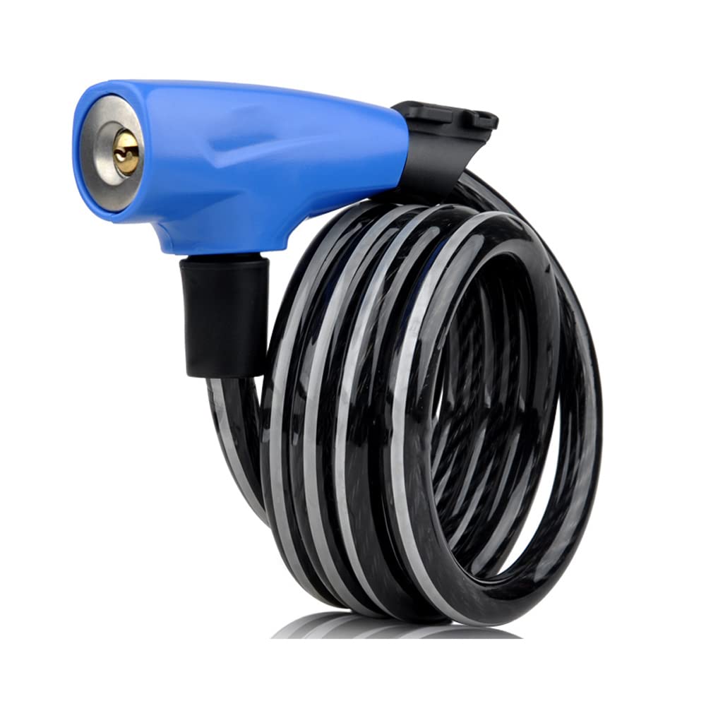 AZPINGPAN Bicycle Lock丨High-Brightness Reflective Alloy Lock, Mountain Bike Steel Cable Lock丨Outdoor Portable Self-Winding Pure Copper Lock Cylinder Riding Accessories (150 cm)