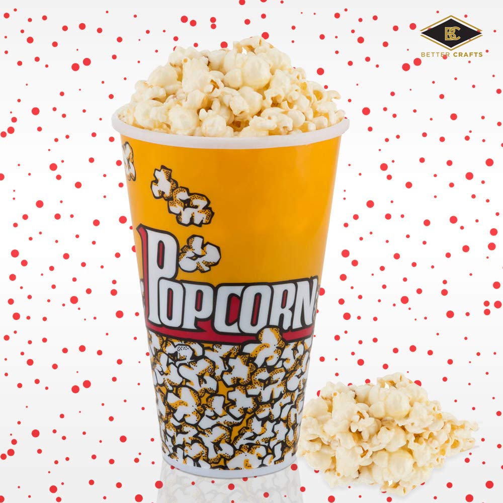 Better crafts Set of 3 Yellow popcorn bowl tubs. 7 x 4.5 inches. Perfect for having a movie night at home, parties, and more!