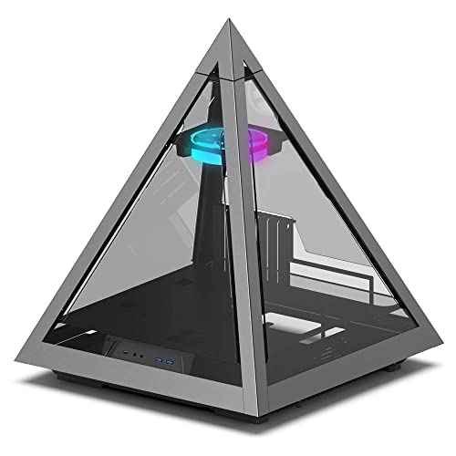Azza CSAZ-804V Pyramid Innovative PC Case W/RGB Fan, Black
