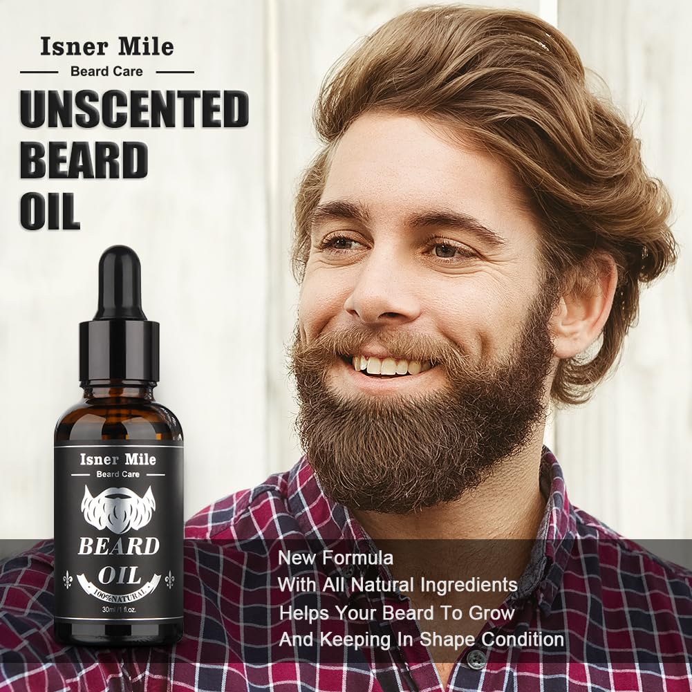 Beard Grooming Kit with Beard Wash, Beard Oil, Balm, Bristle Brush, Beard Comb, Trimming Scissors, Gifts for Dad Fathers Him Men Boyfriend