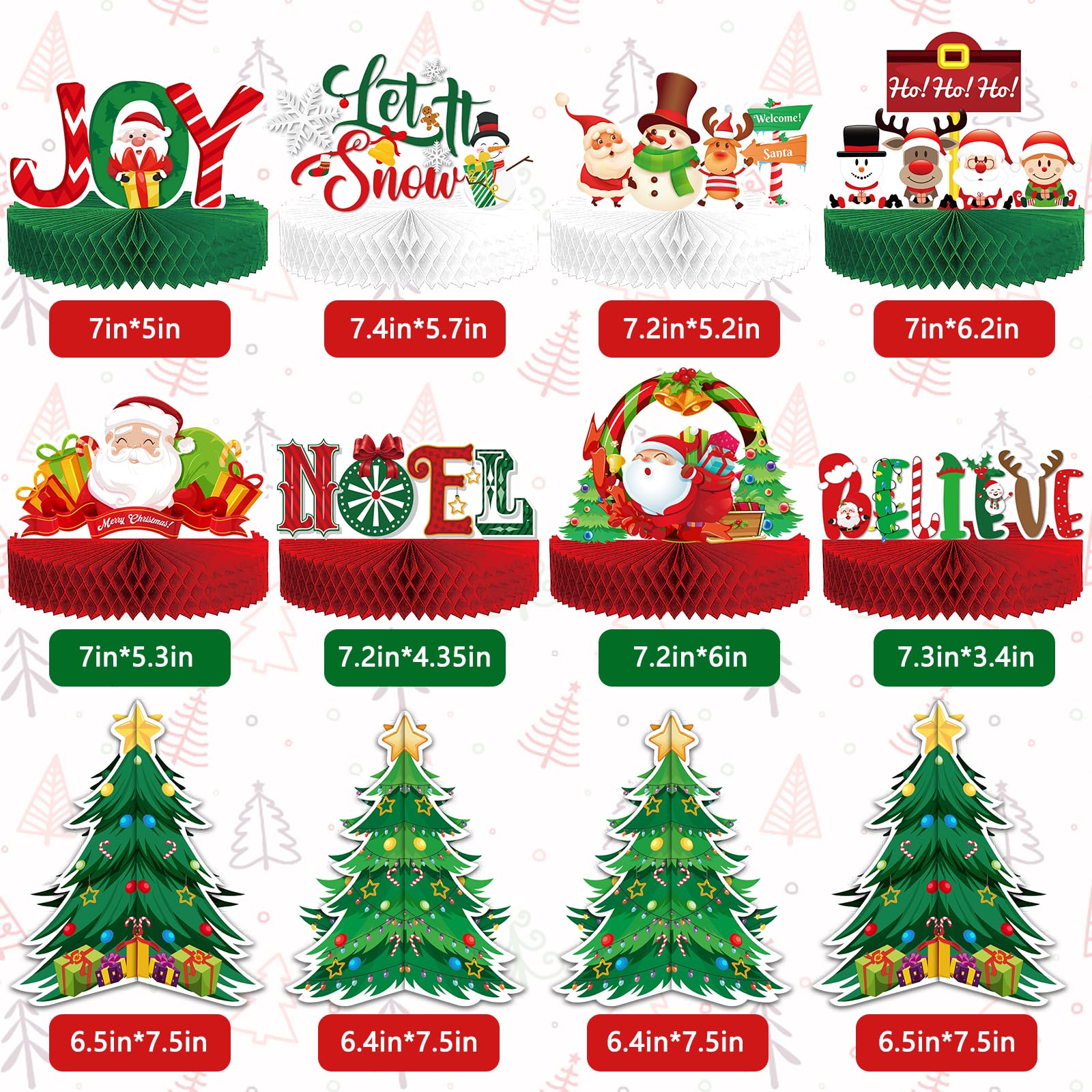 Christmas Decorations 12PCS Christmas Honeycomb Centerpieces Santa Winter Xmas Holiday Party Favors 3D Table Decor