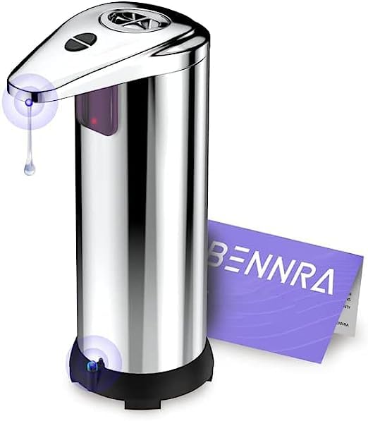 Automatic Soap Dispenser/ (2023 New) Touchless 3 Adjustable Levels Hand Sanitizer Dispenser for Liquid, Waterproof Base and 2 Smart Sensors, Stainless Steel for Bathroom & Kitchen, Bright Silver