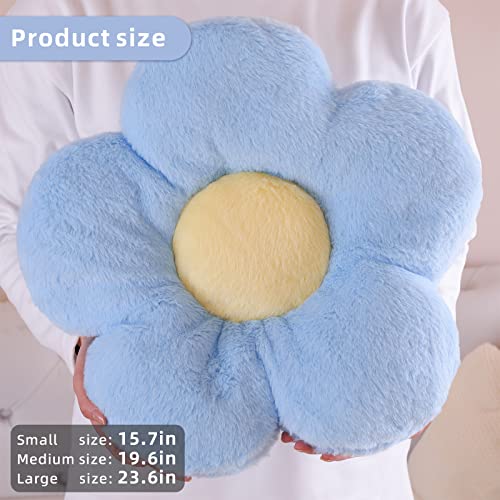 Flower Throw Pillow Seating Cushion Floor Pillow Cushion Flower Shape Bed Sofa Chair Car Seat Nap Throw Cushion Comfy Pillow (Blue)