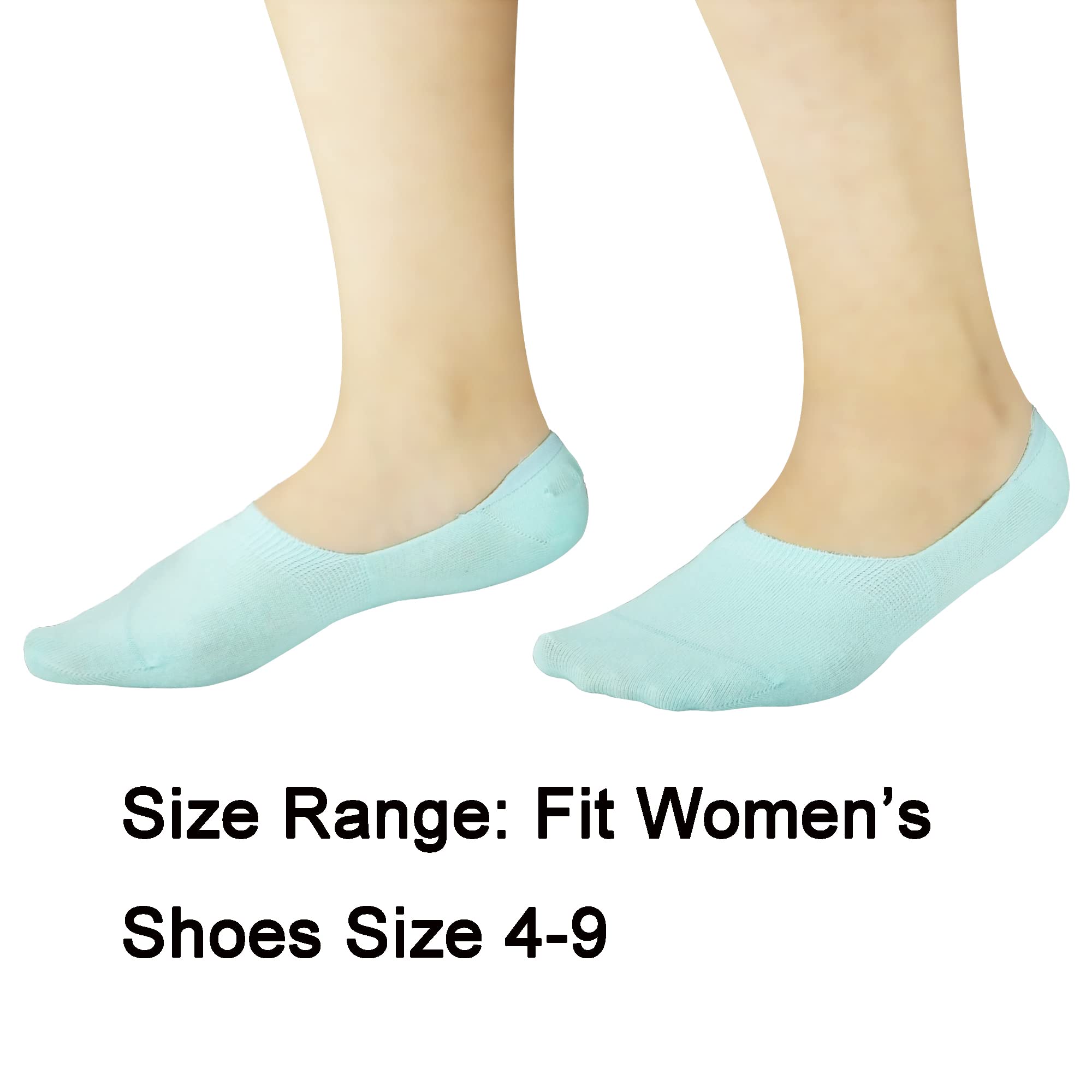 Bauvale Women's 6-Pack Mixed Anti Slip Odor Resistant Seamless Thin No Show Invisible Socks,Size 4-9