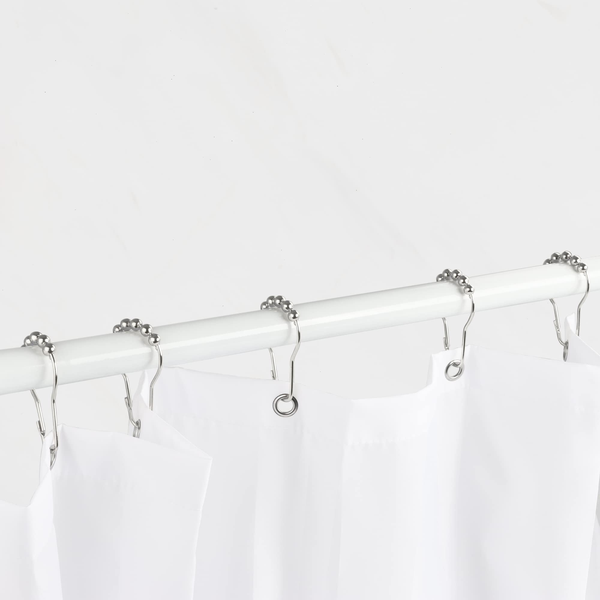 Ansxiy Shower Curtain Hooks Rings, Rustproof Metal Shower Curtain Rings for Bathroom Shower Rods Curtains - Set of 12, Nickel