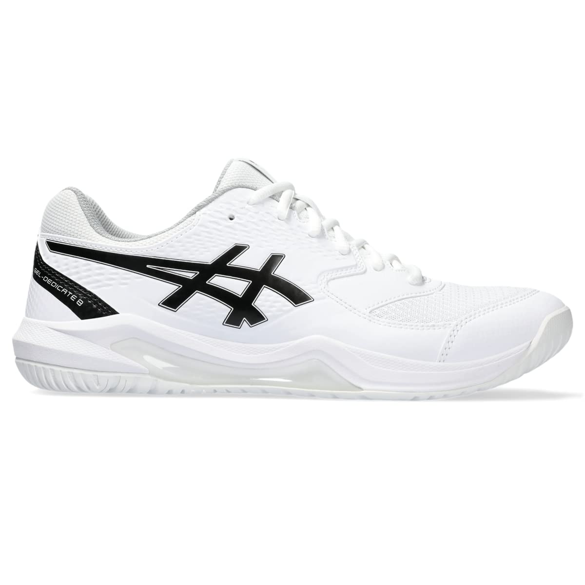 ASICS Men's GEL-DEDICATE 8 Tennis Shoes, 8, WHITE/BLACK