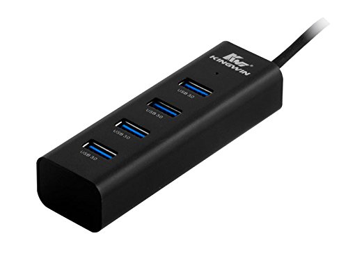 Kingwin USB Hub 4 Port USB 3.0 Data Hub Aluminum for Mobile SSD, MacBook, Mac Pro/Mini, iMac, Chromebook, Surface Pro, USB Flash Drives, Notebook PC, XPS, and More (KWZ-400-BK)