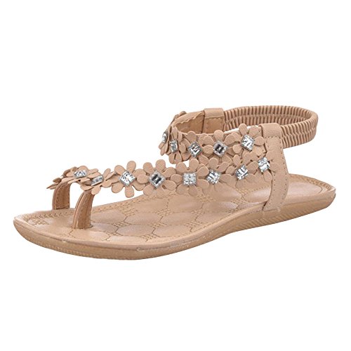 Highly Recommend Great Value Flip-Flop Women Summer Bohemia Flower Beads Flip-Flop Shoes Flat Sandals