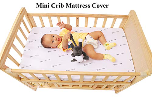 Pack n Play Playard Sheet Set 2 Pack 100% Jersey Knit Cotton Ultra Soft Stretchy Fitted Portable Mini Crib Sheet for Baby Girl Boy Grey Arrows Black Triangles by Knlpruhk