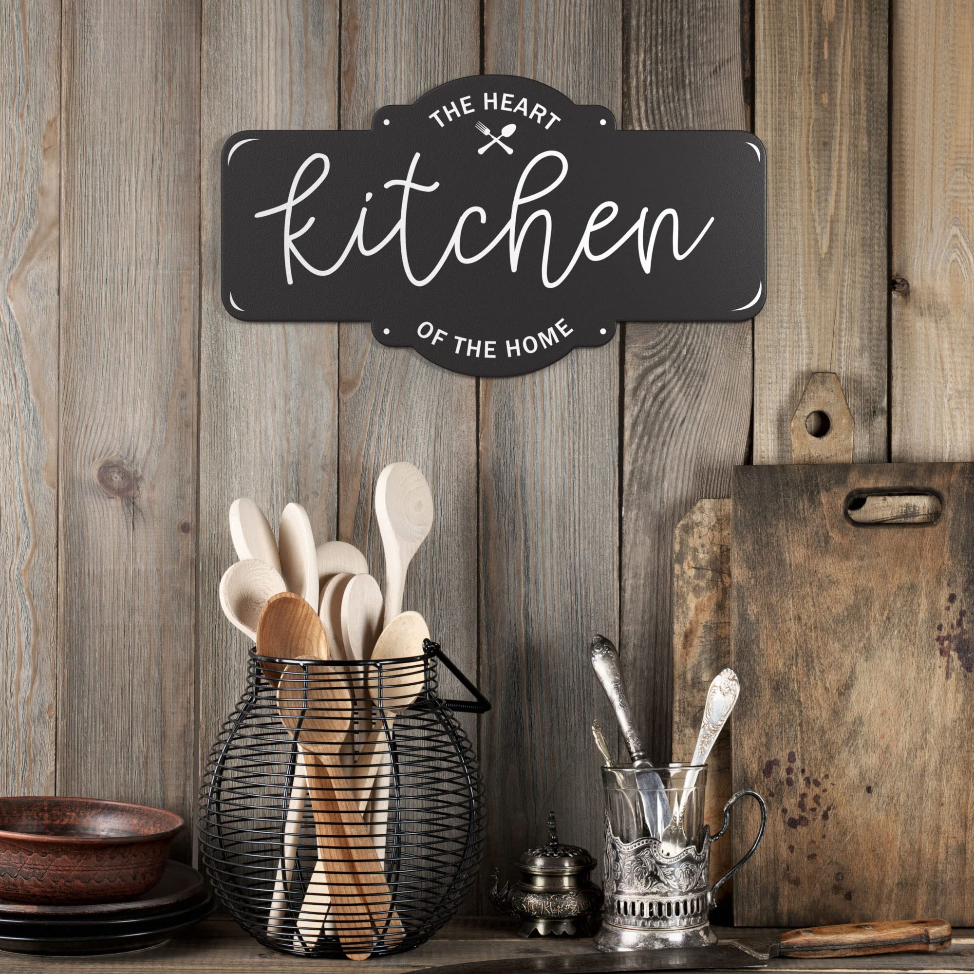 Barnyard Designs Rustic Metal Kitchen Wall Decor Sign, Country Farmhouse Decoration for Your Home, Kitchen, or Dining Room, 16β x 8.5β