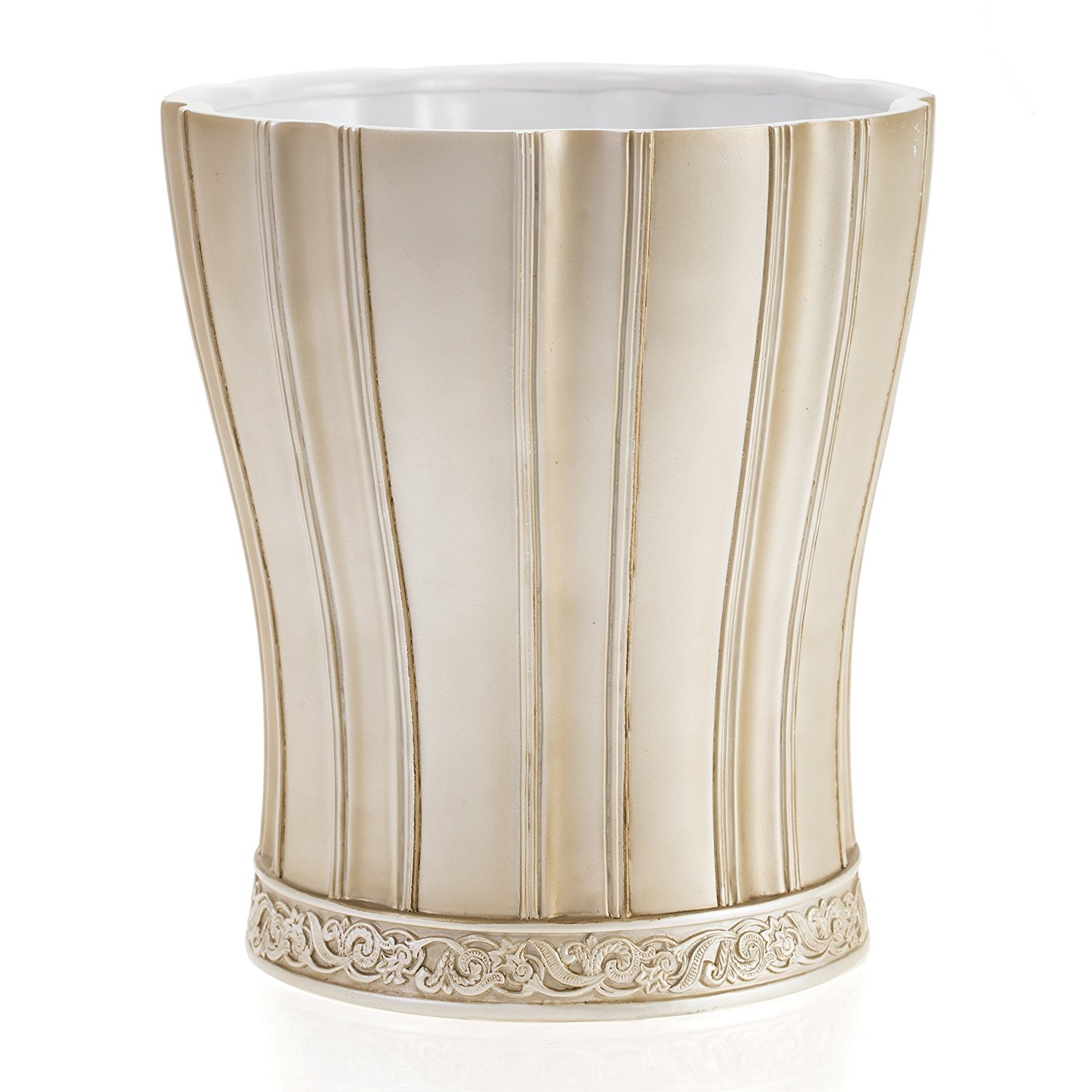Creative Scents Bathroom Trash Can - Decorative Bathroom Wastebasket - Durable Beige Waste Bin - Space Friendly Waste Basket for Bathroom, Bedroom, Powder Room Or Living Room Decor (Victoria)