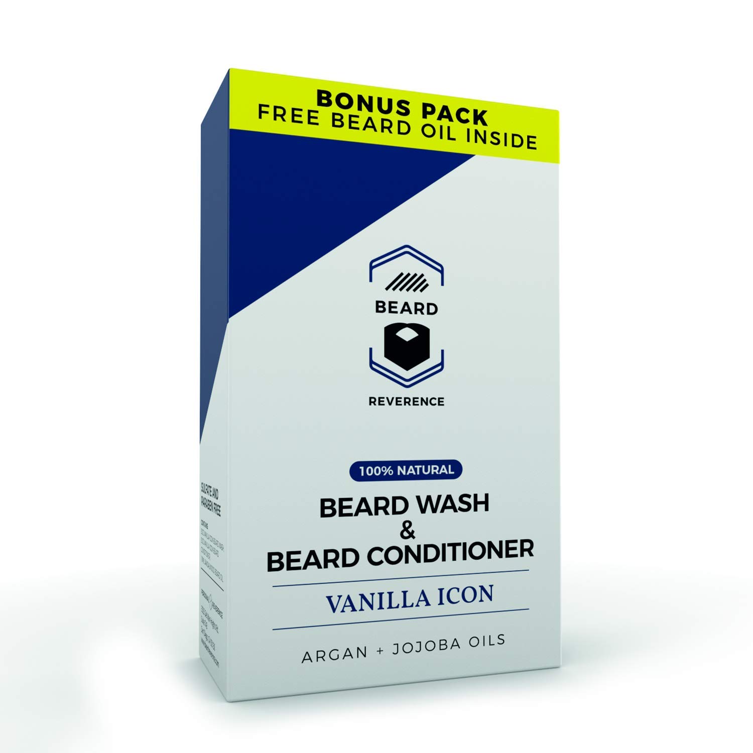 Beard Shampoo & Conditioner Set β Includes Free Beard Oil - All Natural Beard Care Softener for Beard Growth w/Argan and Jojoba Oils - Vanilla Scent β 5oz each