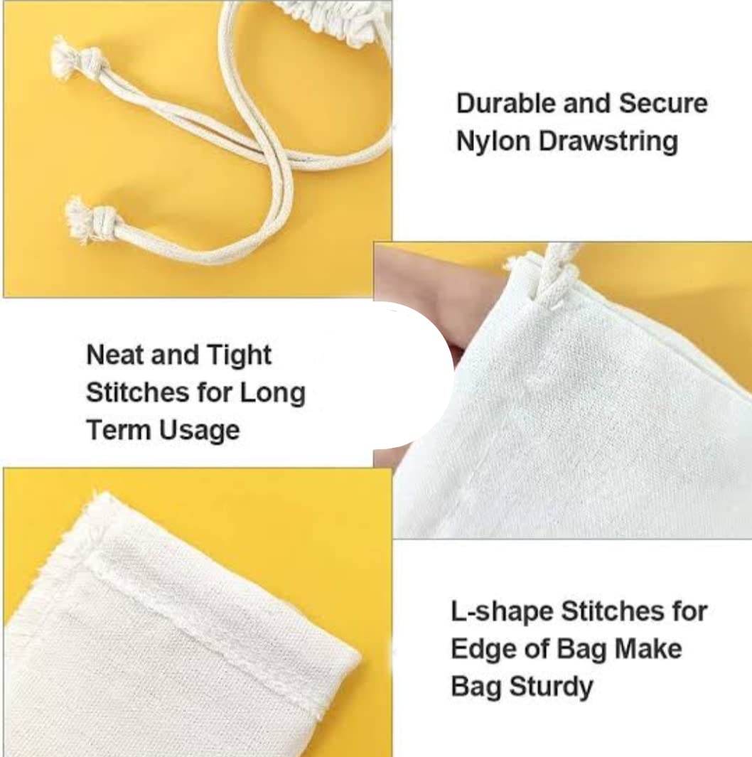 BIG EVENTS Cotton Laundry Bag for Clothes - Travel Organizer - Eco-Friendly 100% Pure Cotton Drawstring Bag - Large Size - Hanging Laundry Bag Foldable and Washable Laundry Plane (Pack Of 4)