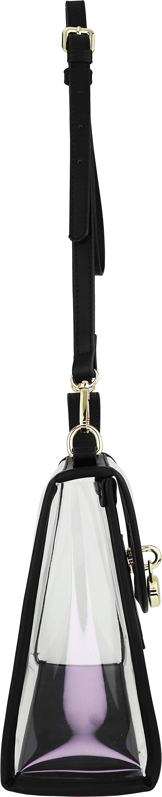 B BRENTANO Clear Top Handle Satchel Crossbody Bag with Removable Wristlet Pouch (Policy-Compliant Stadium Bag) (Black)