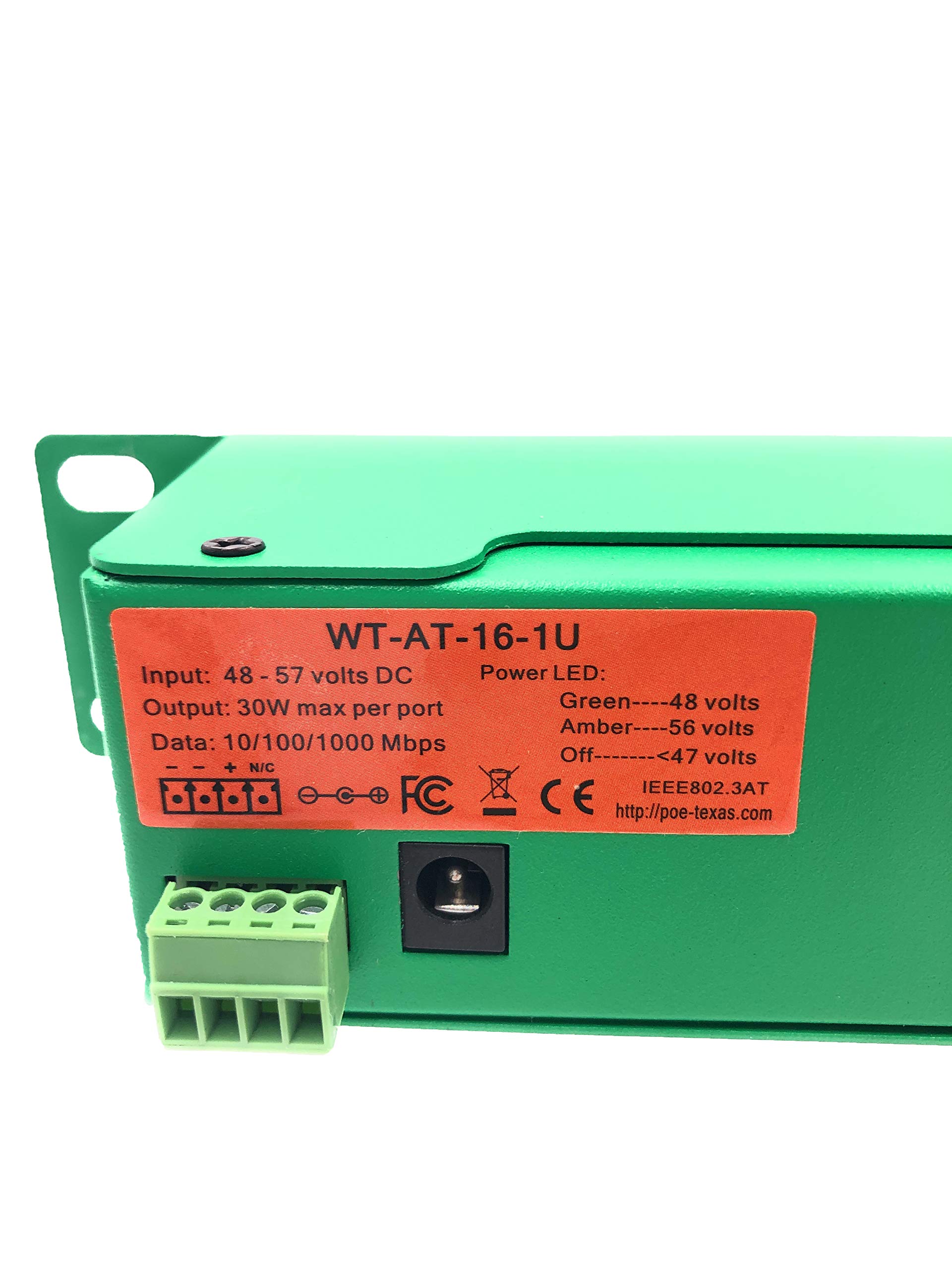 PoE Texas 16 Port 802.3at Gigabit On-Demand PoE Injector with Two 56V 120W Power Supplies for PoE Cameras, IP Phones, WiFi Access Points and More