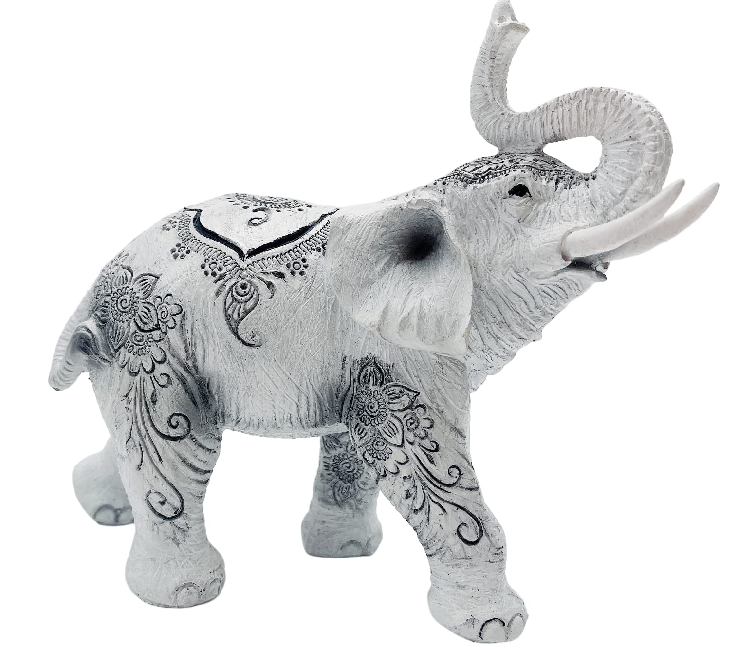 George S. Chen Imports Thai Collectible Statue Figurine Decoration (Trunk up-Thai Elephant, 88246white)