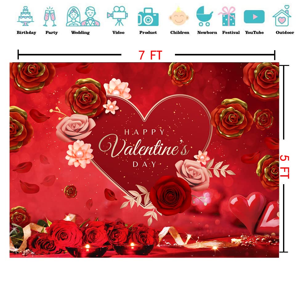 CYLYH 7x5ft Valentine's Day Backdrop Beautiful Blossom Love Heart Valentine's Day Party Bridal Shower Wedding Anniversary Decoration Valentine's Day Banner D556