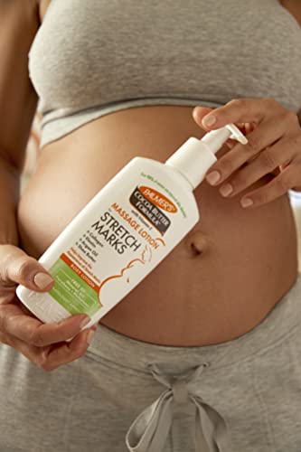 Palmer's Cocoa Butter Formula Massage Lotion for Stretch Marks, Pregnancy Skin Care, Belly Cream with Collagen, Elastin, Argan Oil and Shea Butter, 8.5 Ounces