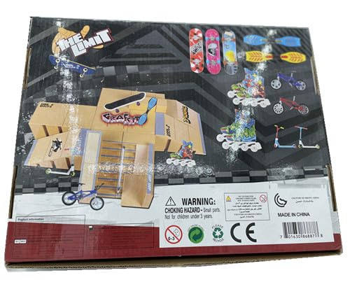 Kidsdream 8pcs Skate Park Kit Ramp Parts for Fingerboard Mini Finger Skateboard Fingerboards Ultimate Parks with 3PCS Finger Boards