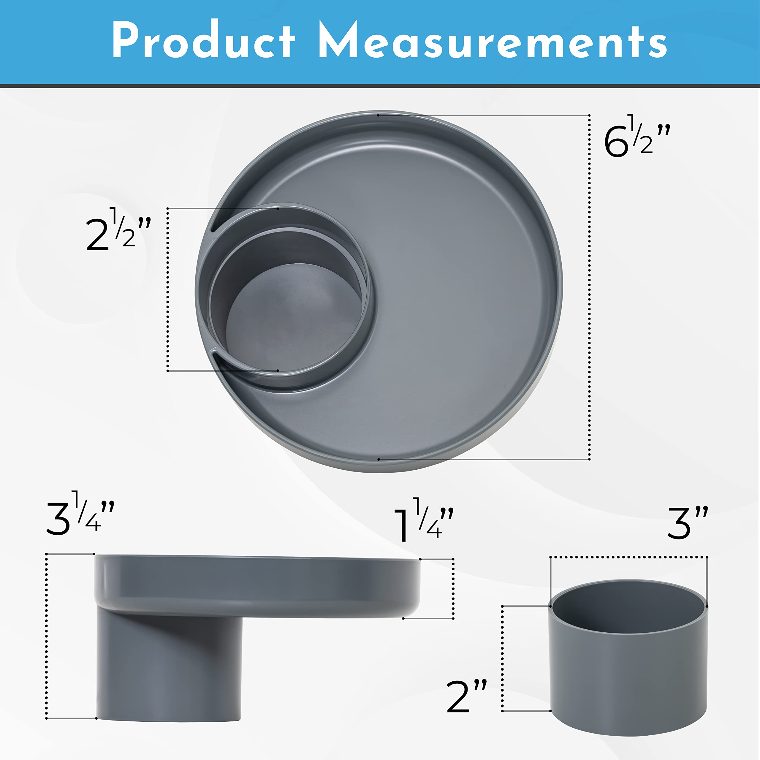 My Travel Tray – for Cup Holder (Gray) Made in USA - Car Journey Must – Insert into Cupholders Found on Car Seats, Booster, Strollers & Your car Cup Holder