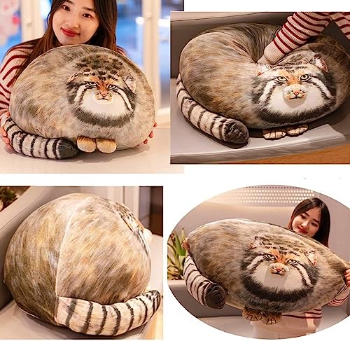 Chubby Steppe Cat Pillow,18'' Pallas Cat Plush Pillow, Cute Steppe Cat Stuffed Animals Soft Plushies, Kitten Plush Throw Pillow Doll Big Plush Toys Gift for Girls Boys Girlfriend