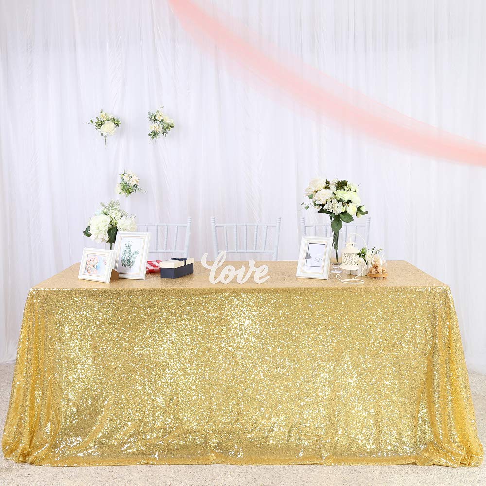 GFCC Glitter Gold Sequin Tablecloth 60x126 Party Wedding Halloween Christmas Baby Shower Table Cover