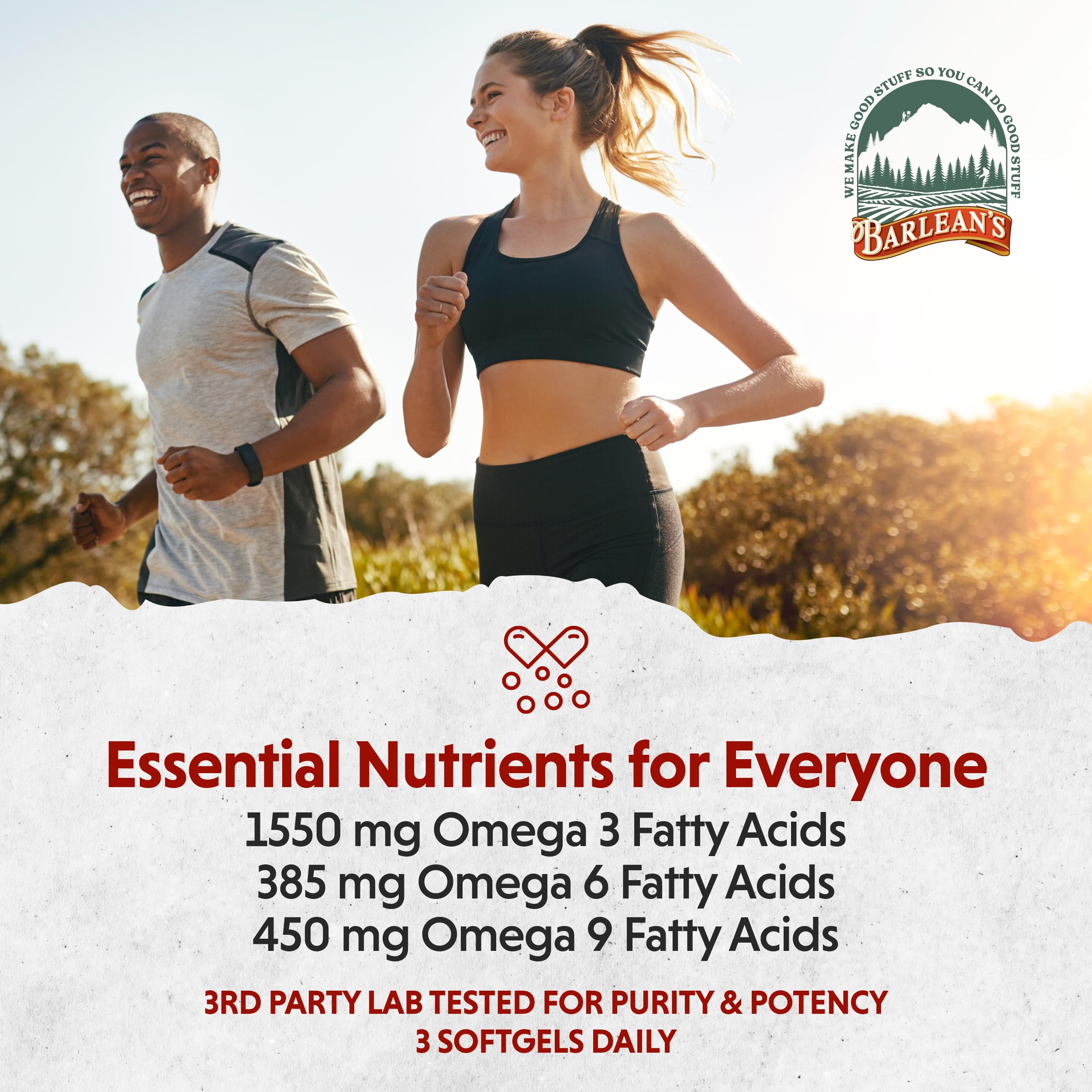 Barlean's Lignan Flaxseed Oil Softgels, Cold-Pressed Flax Seed Supplement with 1,550 mg ALA Omega-3 Fatty Acids for Joint & Heart Health, 1000mg, 250 ct