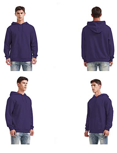 BETTERCHIC Men's Hooded Sweatshirt Long Sleeve Soft Brushed Fleece Hoody Classic Drawstring Pullover Hoodie (NAVY,XL