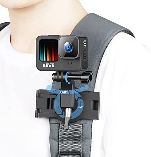 Professional GoPro Mount for Backpack Strap,Adjustable Camera Shoulder Mount Compatible with GoPro Hero 9 8 7 6 5 4 Black, Session, Insta 360 One R, DJI Osmo Action and Most Action Camera