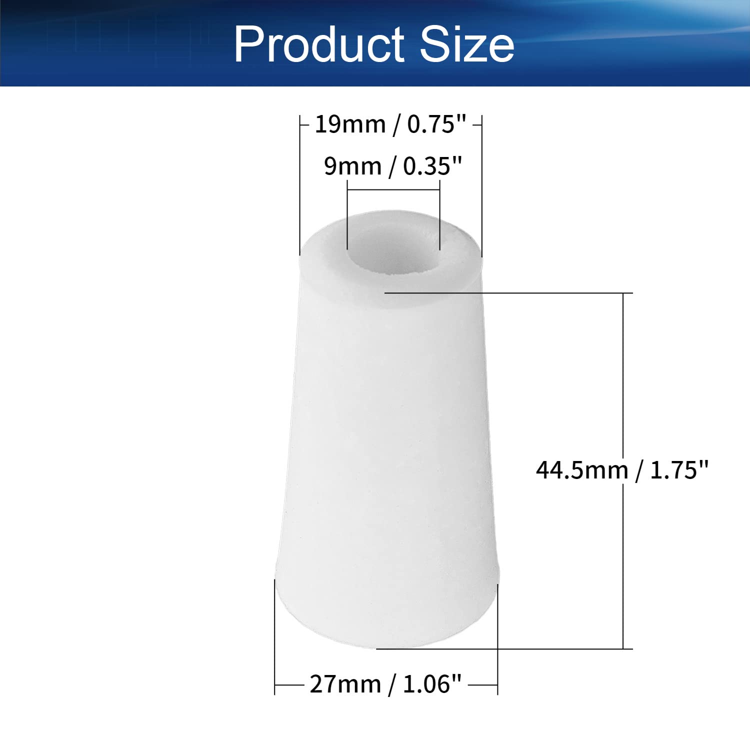Bettomshin 2Pcs Airlock Stopper 19-27mm/0.75"-1.06" Conical Silicone Stoppers Carboy Suitable for 23mm/0.91" Dia Hole Plugs for Homebrewing Beer Wine Kombucha White