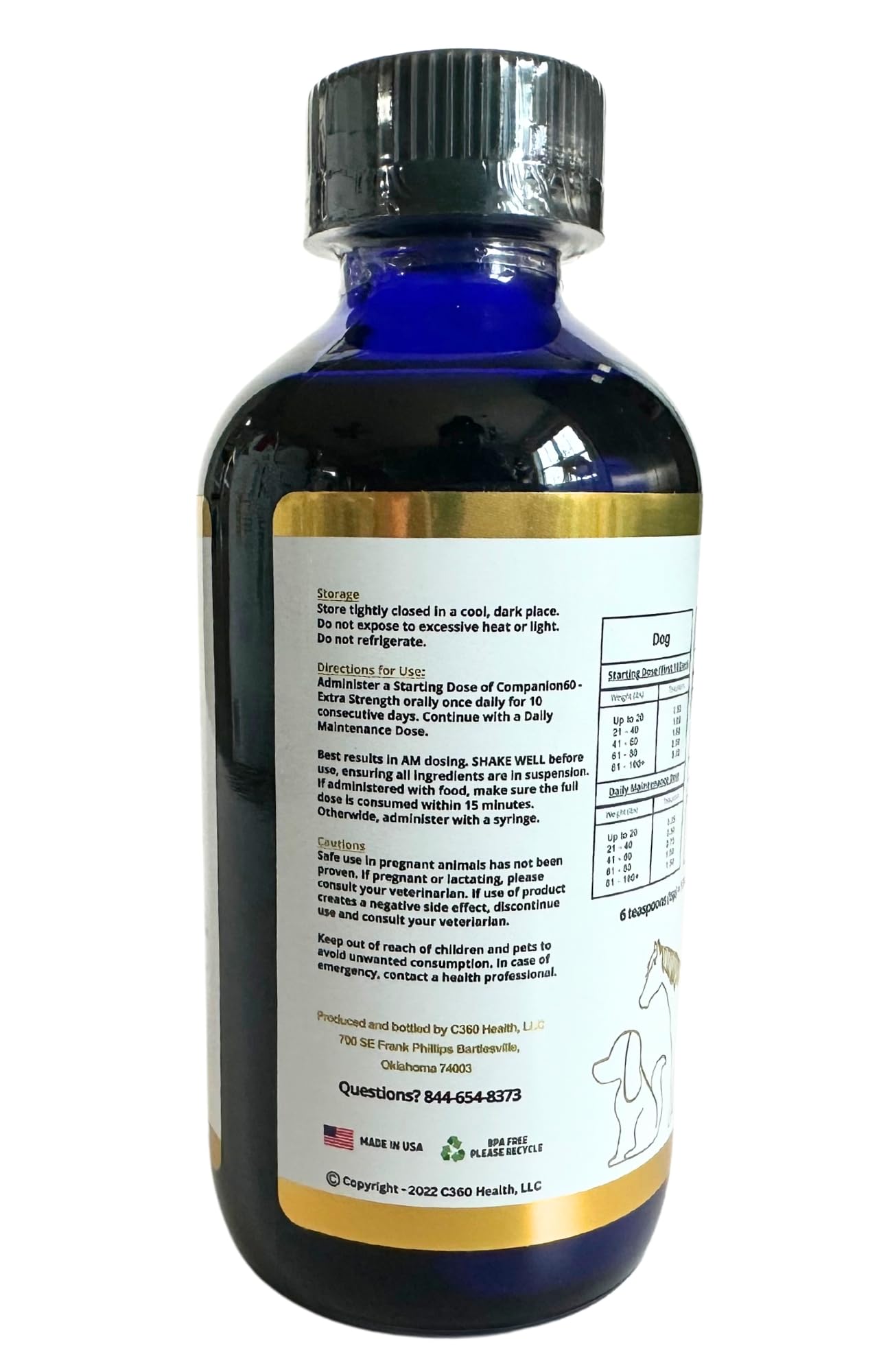 Companion60 Extra Strength - Natural Hip and Joint Supplement for Dogs and Horses. Inflammation and Pain Relief. Digestion and Immune Support.