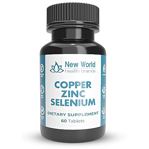 Copper 5mg Zinc 40mg Selenium 200mcg 3 in 1 Formula High Absorption - 60 Tablets | New World Health Brands