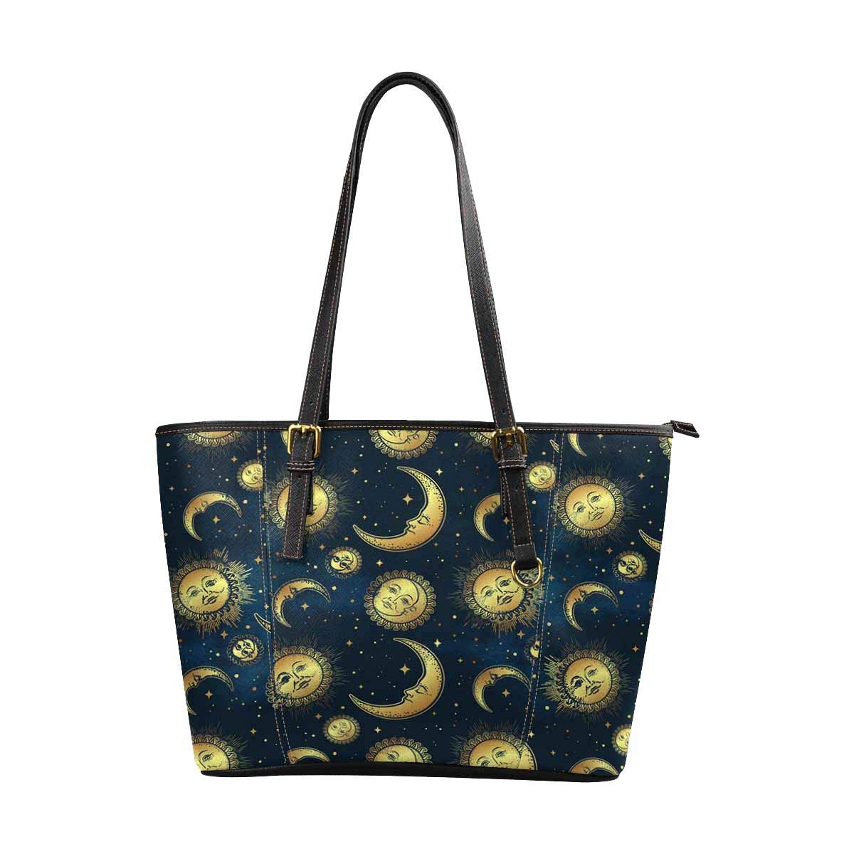 InterestPrint Womens Handbags Ladies Purses Shoulder Bags Tote Bag Boho Celestial Bodies Gold Sun Moon and Stars